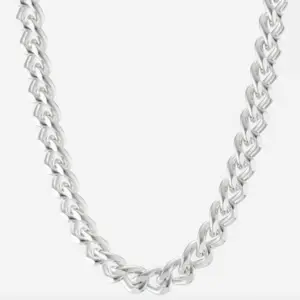 7879 Wide Filed Curb Chain Necklace - Silver