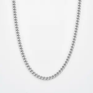 7879 Diamond Cut Curb Chain Necklace - Platinum