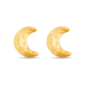 7879 Crescent Moon Stud Earrings - Gold 9k