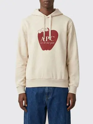 A.p.c. Cotton Hoodie With Logo - Beige