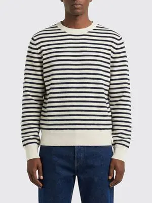 A.p.c. Striped Cotton And Cashmere Blend Crewneck Jumper - White