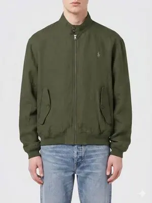 Polo Ralph Lauren Linen Bomber Jacket With Logo - Green