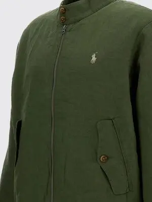 Polo Ralph Lauren Linen Bomber Jacket With Logo - Green