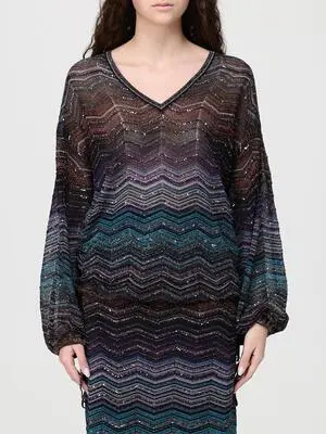 Missoni Missoni Zig Zag Lurex Viscose Knit Top Blue