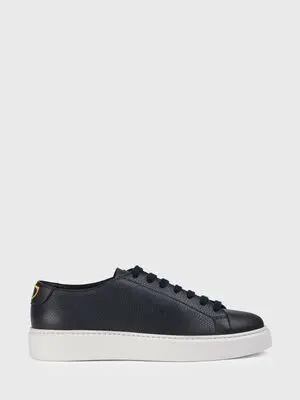 DOUCAL'S Tumbled Leather Lace Up Sneakers - Blue