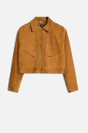 7 For All Mankind Utility Jacket In Suede Caramel - Brown