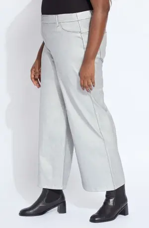 Lyssé Metallic Coated Wide Leg Jeans
