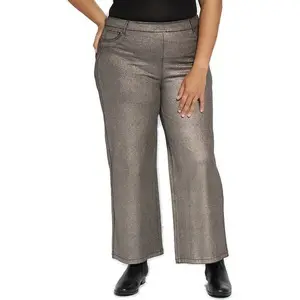 Lyssé Lysse Metallic Coated Wide Leg Jeans Metallic Titanium