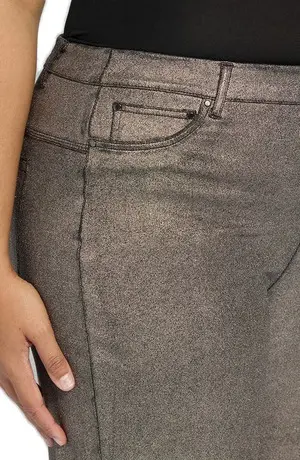 Lyssé Metallic Coated Wide Leg Jeans - Metallic Titanium