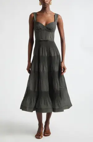 Zimmermann Pleated Corset Midi Dress