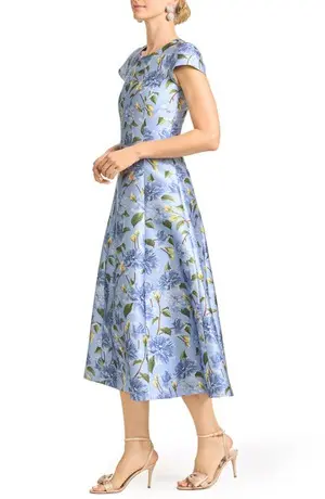 Sachin & Babi Jackie Floral Cocktail Midi Dress - Twilight Peony