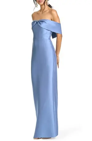 Sachin & Babi Michelle Off-the-shoulder Mikado Gown - Twilight