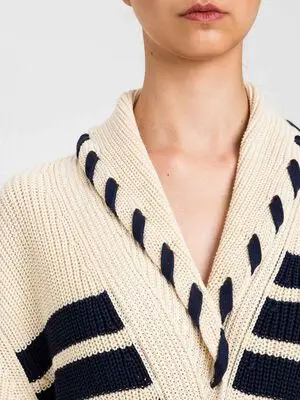 TWINSET Cotton Knit Cardigan With Shawl Collar And Belt