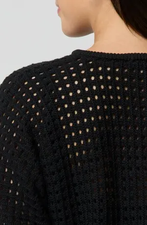 FLORENCE BY MILLS Keyhole Open Knit Crop Sweater - Black