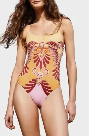 Farm Rio Arabesc One-piece Swimsuit - Soft Yellow