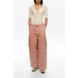 Bimba Y Lola Straight Cargo Denim Trousers - Peach