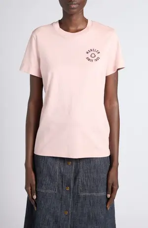 Moncler Logo Embroidered T-shirt - Dusty Pink