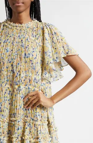 Ulla Johnson Ryla Floral Silk Shift Dress - Daffodil
