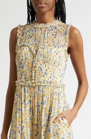 Ulla Johnson Kasia Floral Silk Midi Dress - Daffodil