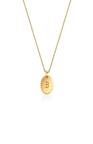 OAK & LUNA Willow Initial Disc Necklace - 18K Gold Plated Silver Letter B