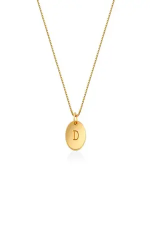OAK & LUNA Willow Initial Disc Necklace 18k Gold Plated Silver - Letter D