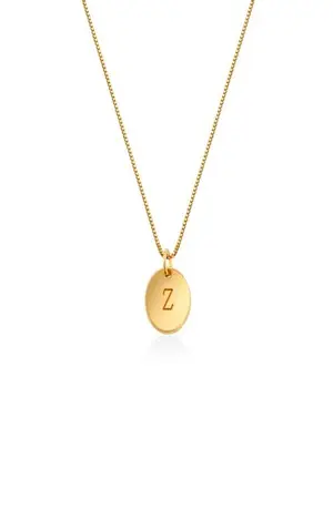 OAK & LUNA Willow Initial Disc Necklace - 18K Gold Plated Silver Letter Z