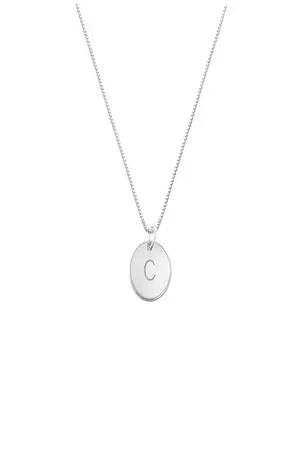 OAK & LUNA Willow Initial Disc Necklace - Letter C