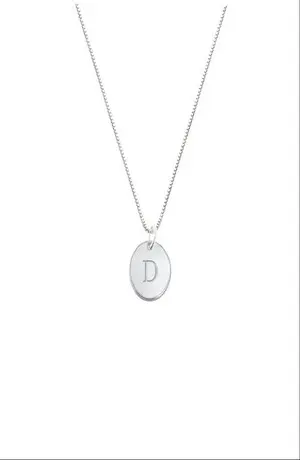 OAK & LUNA Willow Initial Disc Necklace - Letter D