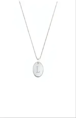 OAK & LUNA Willow Initial Disc Necklace - Letter L
