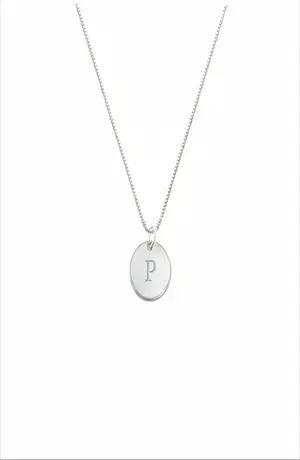 OAK & LUNA Willow Initial Disc Necklace - Letter P