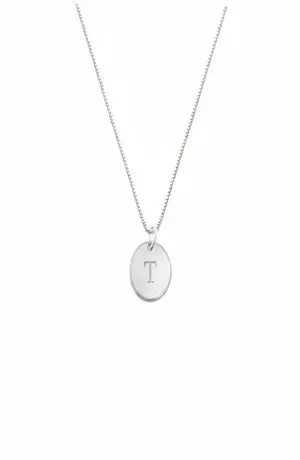 OAK & LUNA Willow Initial Disc Necklace - Letter T