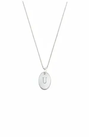 OAK & LUNA Willow Initial Disc Necklace - Letter U