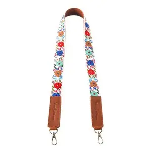 TIN MARIN Mai Woven Bag Strap - Blue Flowers With Leather