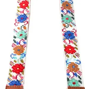 TIN MARIN Mai Woven Bag Strap - Blue Flowers With Leather