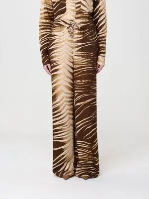 Just Cavalli Printed Twill Palazzo Trousers - Brown