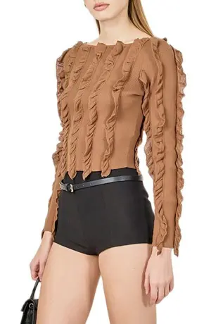 Endless Rose Ruffle Rib Knit Top