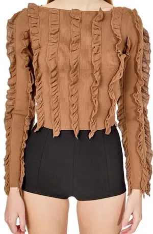 Endless Rose Ruffle Rib Knit Top