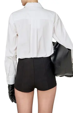 Endless Rose Detachable Sequin Tie Button-up Shirt
