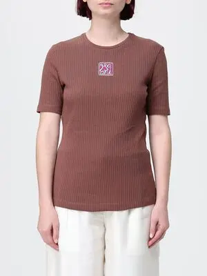 Marni Ribbed T-shirt With Graphic Detail - Tobacco