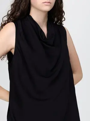 TWINSET Sleeveless Draped Viscose Top - Black