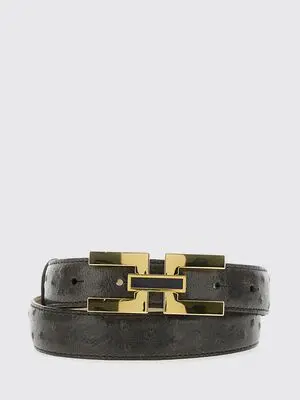 Elisabetta Franchi Leather Belt With Gold Tone Buckle - Brown