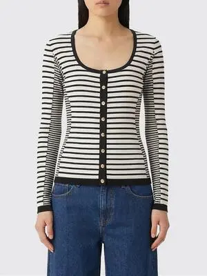 Elisabetta Franchi Striped Viscose Blend Cardigan - Black