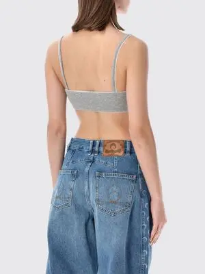 MARINE SERRE Ribbed Crop Top - Grey