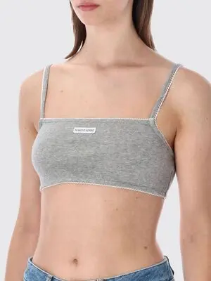 MARINE SERRE Ribbed Crop Top - Grey