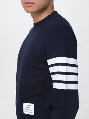 Thom Browne Sweatshirt With Signature Stripes - Blue