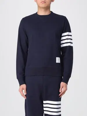 Thom Browne Thom Browne Crew Neck Sweatshirt With 4-Bar Stripe Detail Blue