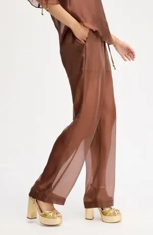 Sam Edelman Sheer Wide Leg Pants - Mocha