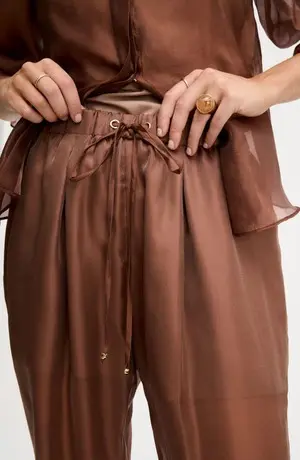 Sam Edelman Sheer Wide Leg Pants - Mocha