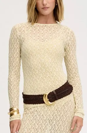 Sam Edelman Sheer Lace Top - Almond