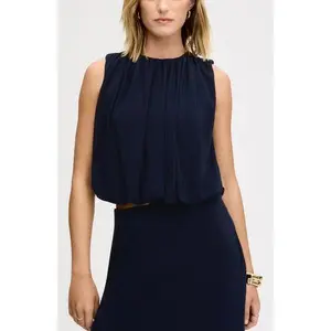 Sam Edelman Blouson Crop Top - Navy